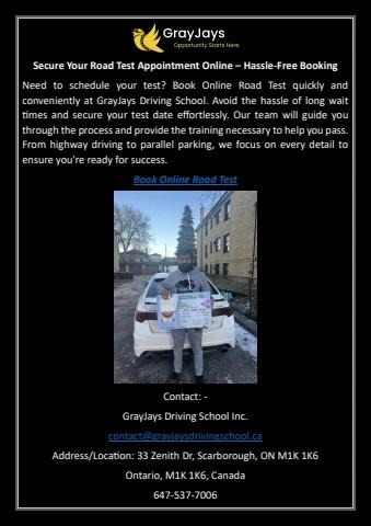 Secure Your Road Test Appointment Online – Hassle-Free Booking