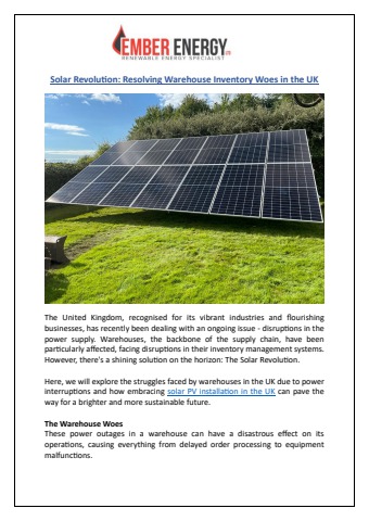 Solar PV Installers in the UK | Powering Up Your Warehouse | Ember ...