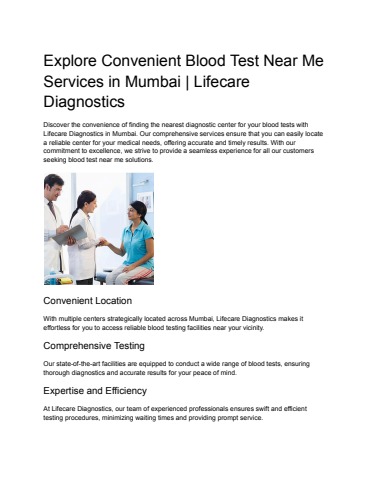 Explore Convenient Blood Test Near Me Services in Mumbai _ Lifecare ...