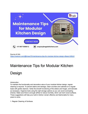 Maintenance Tips for Modular Kitchen Design