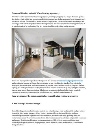 Common Mistakes to Avoid When Renting a Property