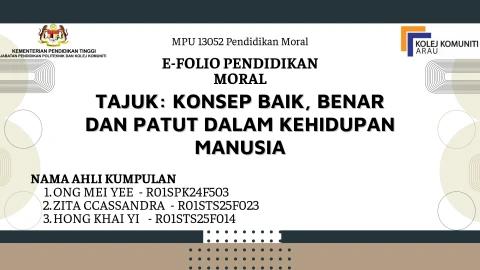 E-Folio MPU13052 Pendidikan Moral