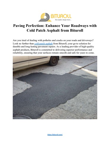 Paving Perfection: Enhance Your Roadways with Cold Patch Asphalt from ...