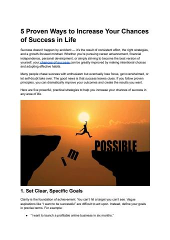 5 Proven Ways to Increase Your Chances of Success in Life (1 ...