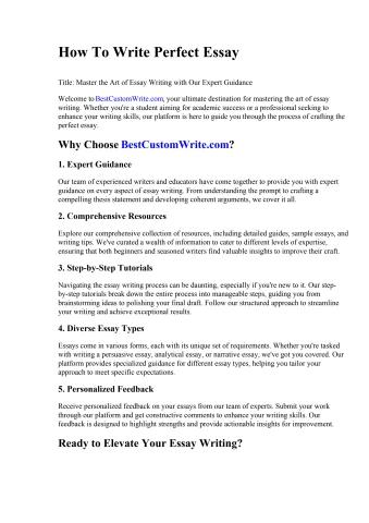 How To Write Perfect Essay