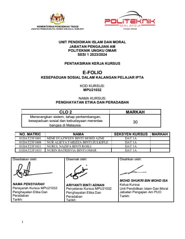 EFOLIO - KESEPADUAN SOSIAL DALAM KALANGAN PELAJAR IPTA - Mimi Syazween Flip PDF | AnyFlip
