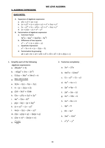 We Love Algebra (exercise) - Pintar Tepoh Flip PDF | AnyFlip