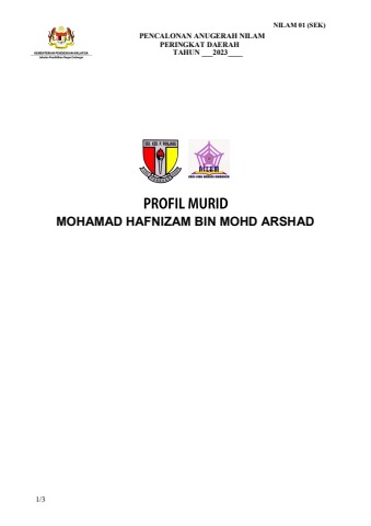 PROFIL MURID MOHAMAD HAFNIZAM BIN MOHD ARSHAD - sitirohimah muhazir ...