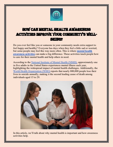 How Can Mental Health Awareness Activities Improve Your Community’s ...