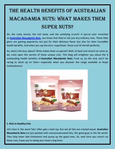 The Health Benefits of Australian Macadamia Nuts: What Makes Them Super Nuts? - royal ...