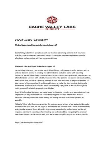 CACHE VALLEY LABS DIRECT