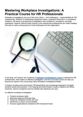Mastering Workplace Investigations_ A Practical Course for HR Professionals