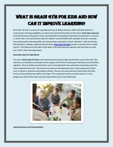 What Is Brain Gym for Kids and How Can It Improve Learning