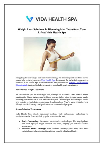 Discover Weight Loss Solutions in Bloomingdale - Vida Health Spa ...