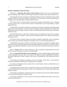 1 MINNESOTA STATUTES 2015 609.498 609.498 TAMPERING WITH ... - Guset ...