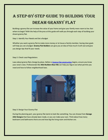 A Step-by-Step Guide to Building Your Dream Granny Flat ...