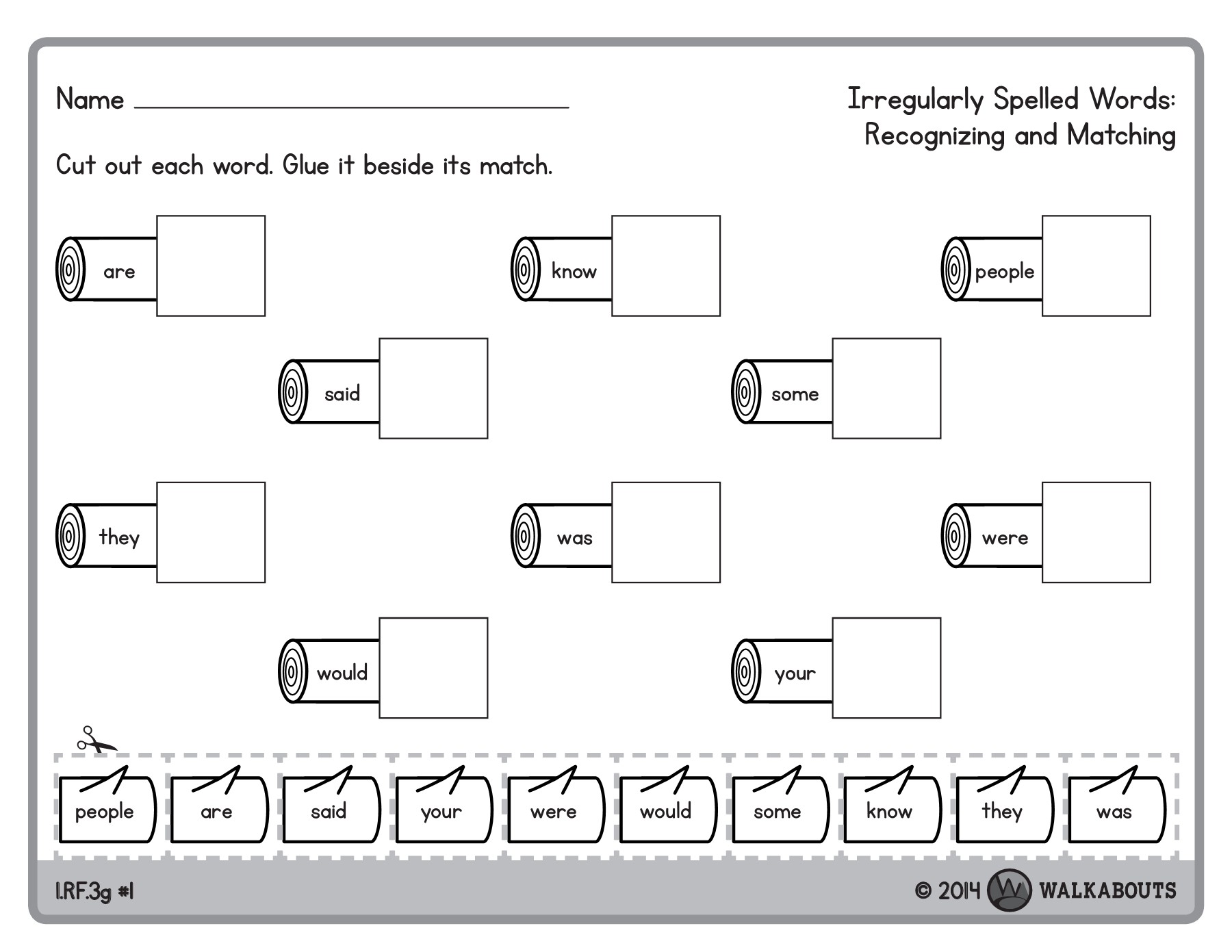Irregularly Spelled Words 12 RF.3.3.D Irregularly Spelled Words Ideas