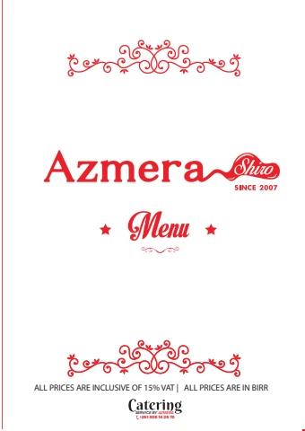 Azmera Shiro Food Menu A3 option