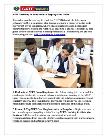NEET Coaching in Bangalore A Step-by-Step Guide - Gate IIT Flip PDF ...