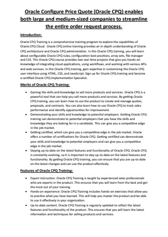 Oracle CPQ Training - nisa trainings380 Flip PDF | AnyFlip