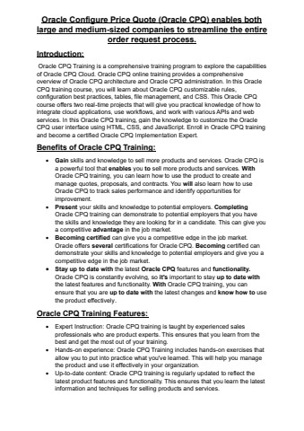 Oracle CPQ Training - nisa Trainings Flip PDF | AnyFlip