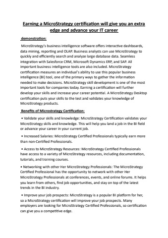 Microstrategy Certification - nisa Trainings Flip PDF | AnyFlip