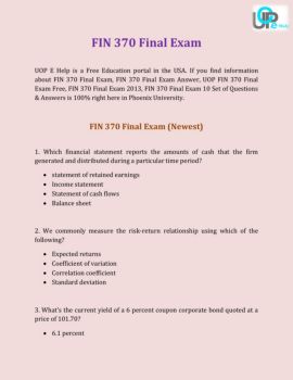 FIN 370 Final Exam | FIN 370 Final Exam Answers Free @ UOP E Help - UOP E Help Flip PDF | AnyFlip