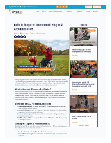 Guide to Supported Independent Living or SIL Accommodations