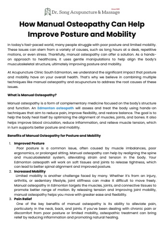 How Manual Osteopathy Can Help Improve Posture and Mobility