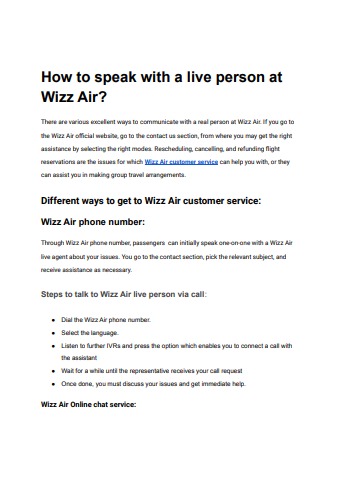 How to speak with a live person at Wizz Air - faresjungle Flip PDF ...