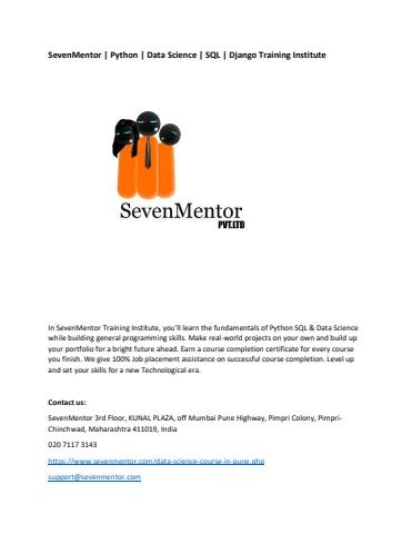 SevenMentor | Python | Data Science | SQL | Django Training Institute