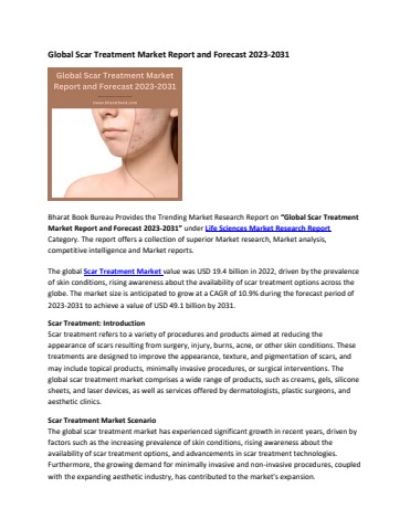 Global Scar Treatment Market Report and Forecast 2023-2031 ...