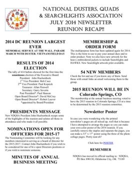 NATIONAL DUSTERS, QUADS & SEARCHLIGHTS ASSOCIATION JULY ... - Guset ...