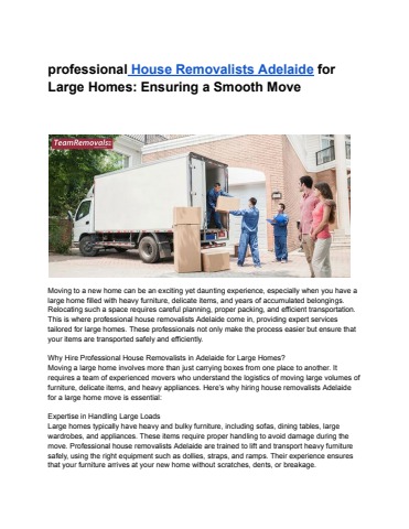 professional House Removalists Adelaide for Large Homes_ Ensuring a ...