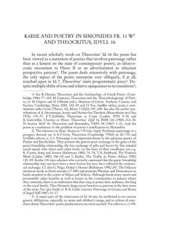 KLEOS AND POETRY IN SIMONIDES FR. 11 W AND THEOCRITUS ... - Guset User ...