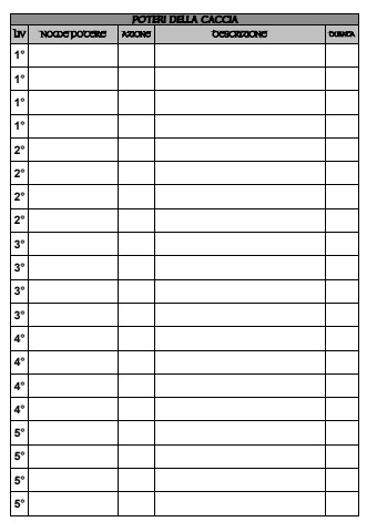 POTERI DEL CACCIATORE
