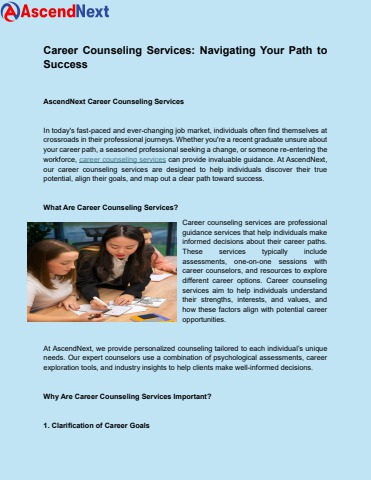 Career Counseling Services Navigating Your Path to Success