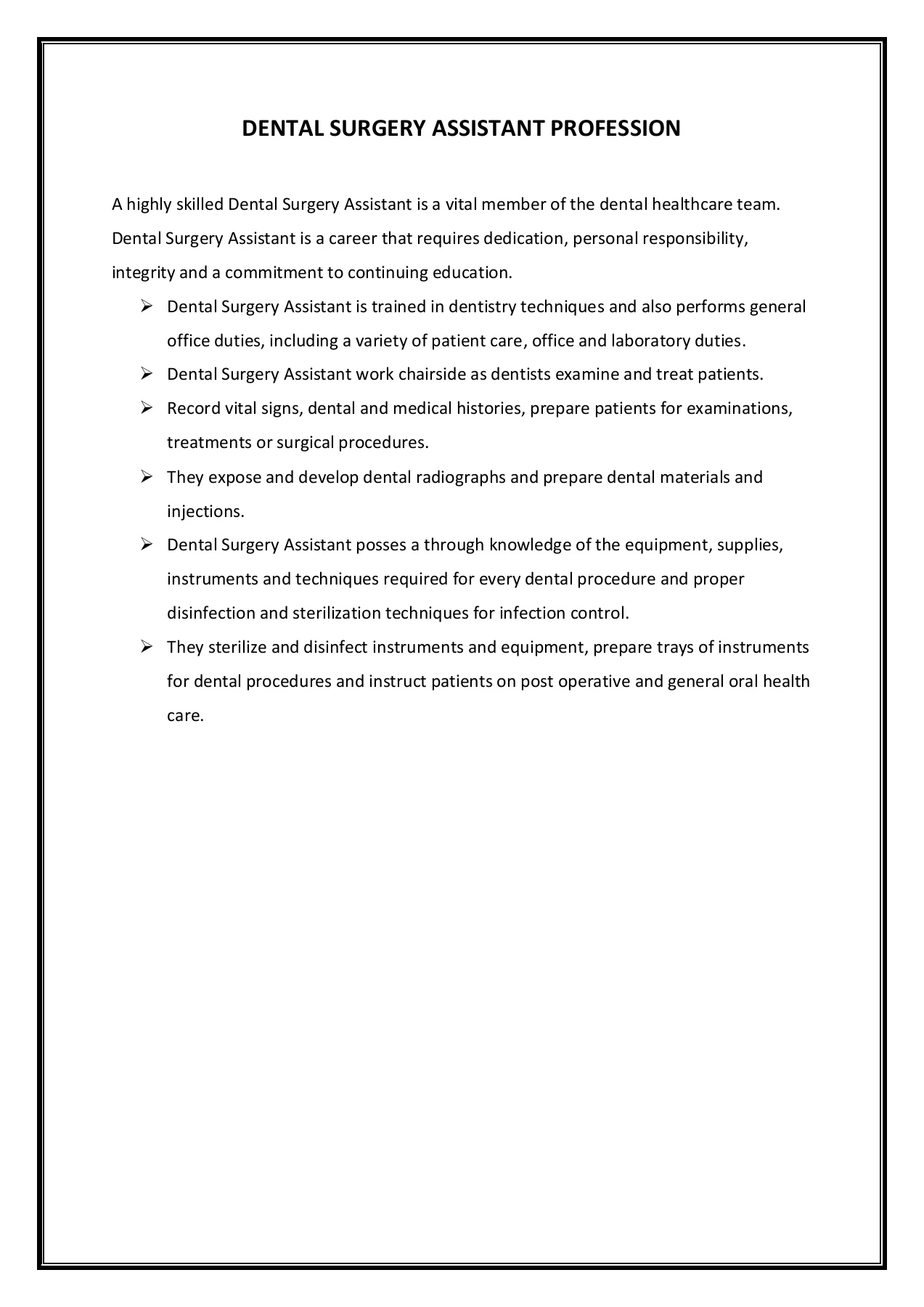 DENTAL SURGERY ASSISTANT TRAINING 2022