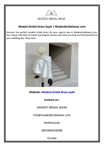 Modest Bridal Dress Ayah Modestbridalwear.com - MODEST BRIDAL WEAR Flip PDF | AnyFlip