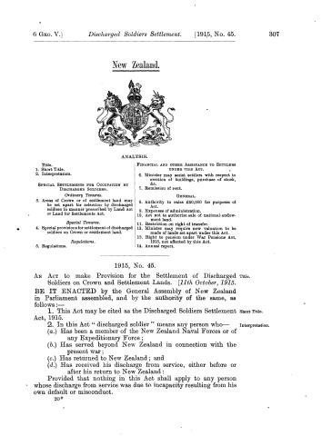 Discharged Soldiers Settlement Act of 1915