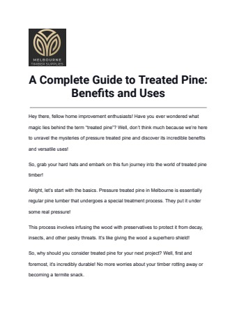 A Complete Guide to Treated Pine: Benefits and Uses - Melbourne Timber ...
