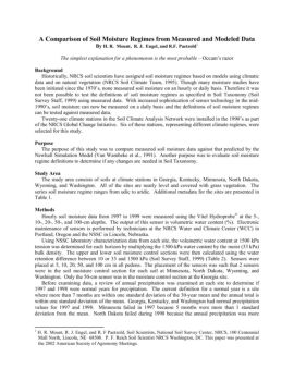 A Comparison of Soil Moisture Regimes from Measured and ... - Guset ...