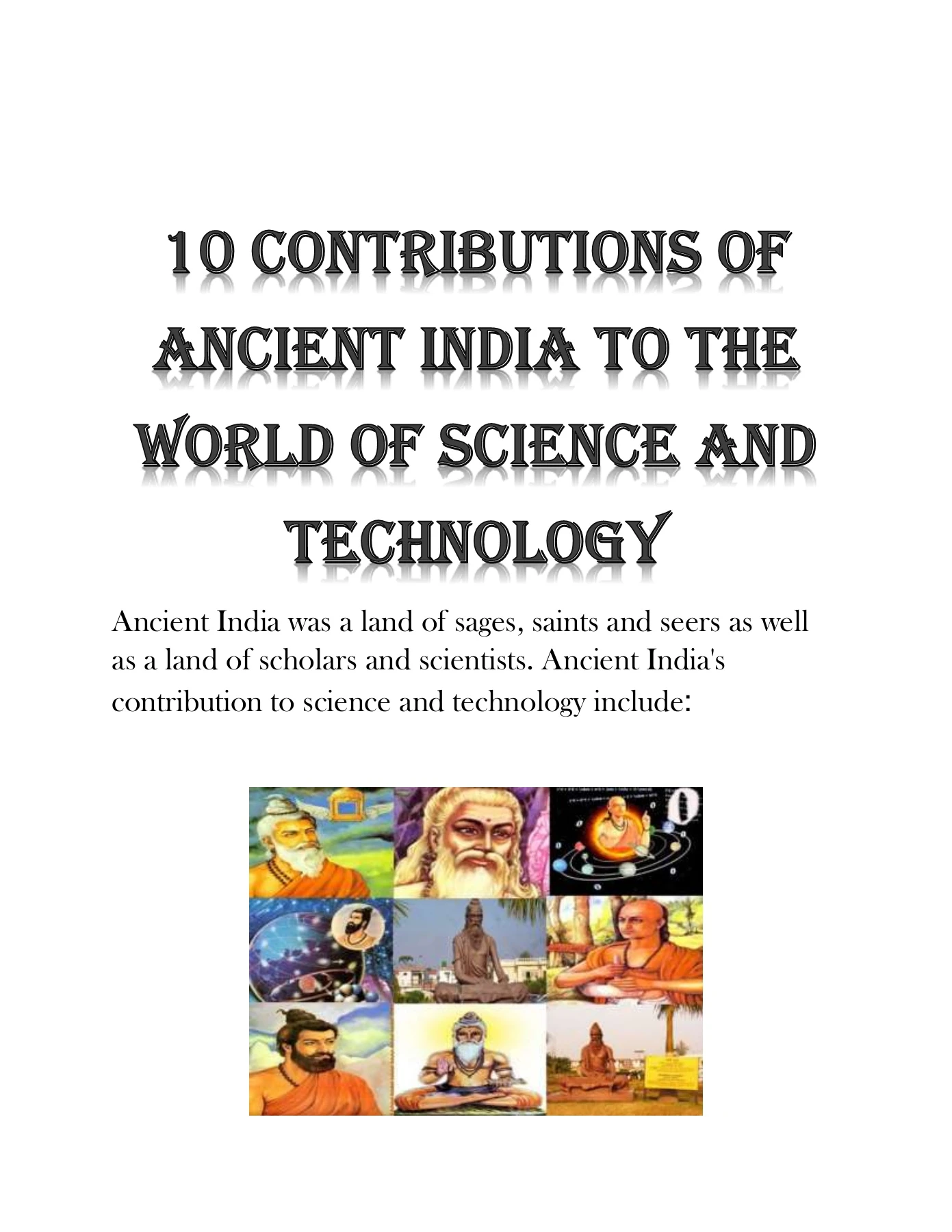 10 contributions of ancient India to the world of science and technology
