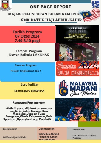 OPR SAMBUTAN BULAN KEMERDEKAAN SMKDHAK 2024