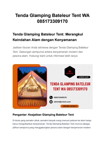 Tenda Glamping Bateleur Tent - Urtent Adn Flip PDF | AnyFlip