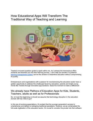 How Educational Apps Will Transform The Traditional Way of Teaching and ...