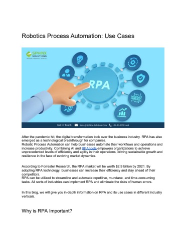 Robotics Process Automation Use Cases - Marie Christie Flip PDF | AnyFlip