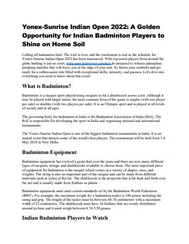 Yonex-Sunrise Indian Open 2022: Don't Miss the Excitement of Men's and ...