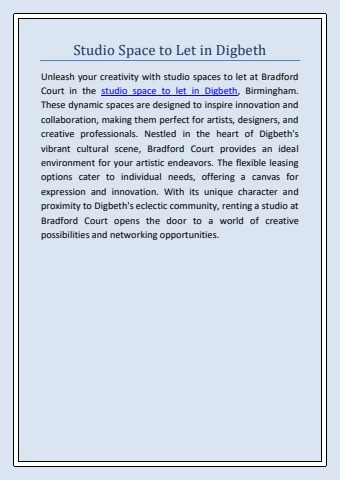 Studio Space to Let in Digbeth