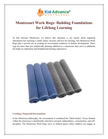 Montessori Work Rugs Building Foundations for Lifelong Learning - Kid ...